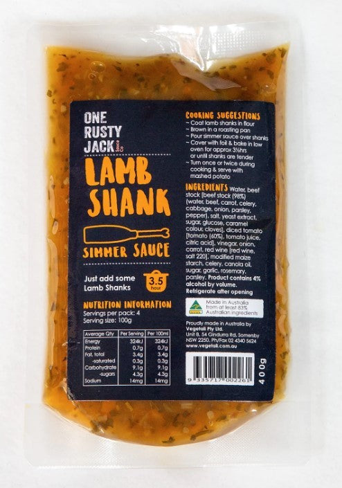 One Rusty Jack Lamb Shank Simmer Sauce 400g – Back O Bourke Collective