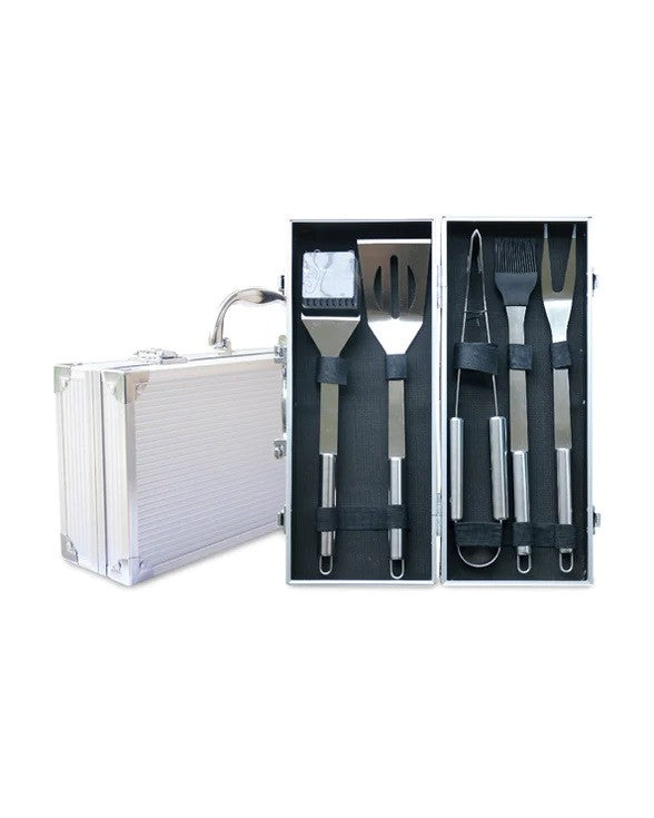 Mens Republic 5 Piece Bbq Tool Set In Aluminium Case – Back O Bourke ...